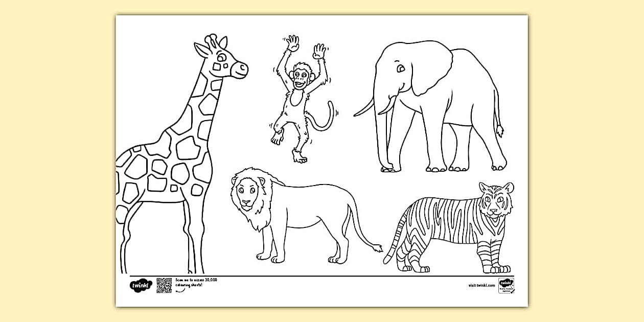 Zoo Animal Colouring Page for Preschoolers |Colouring Sheets