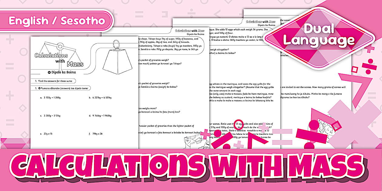 Grade 4 Maths - Term 3 - Calculations with Mass Activity Sheet Sesotho ...