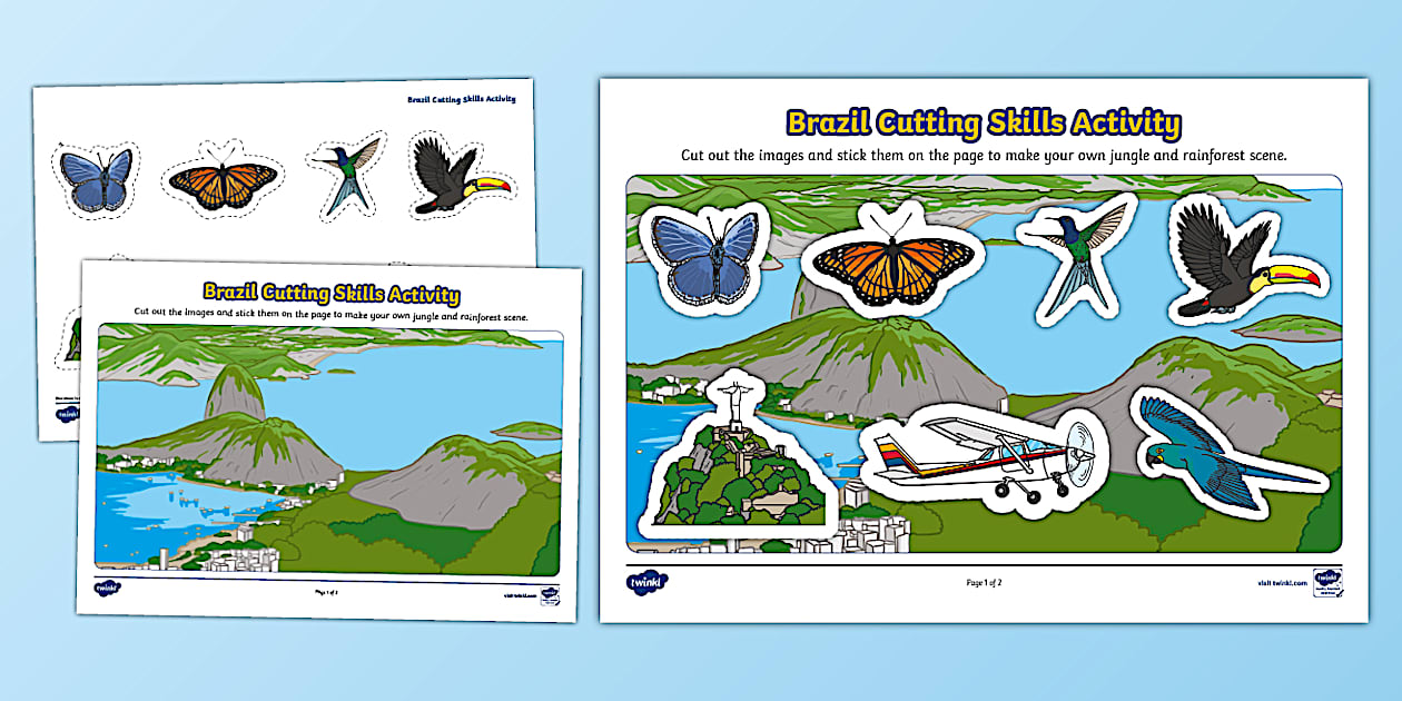 Brazil Cutting Skills Activity (teacher made) - Twinkl