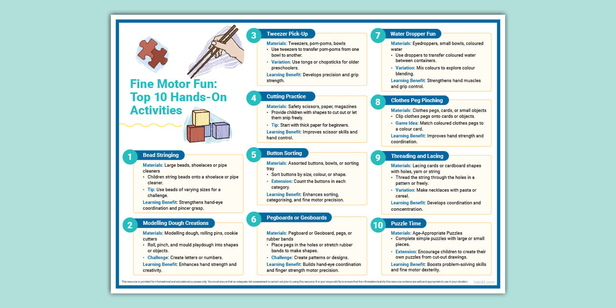 Fine Motor Fun: Top 10 Hands-On Activities - Twinkl