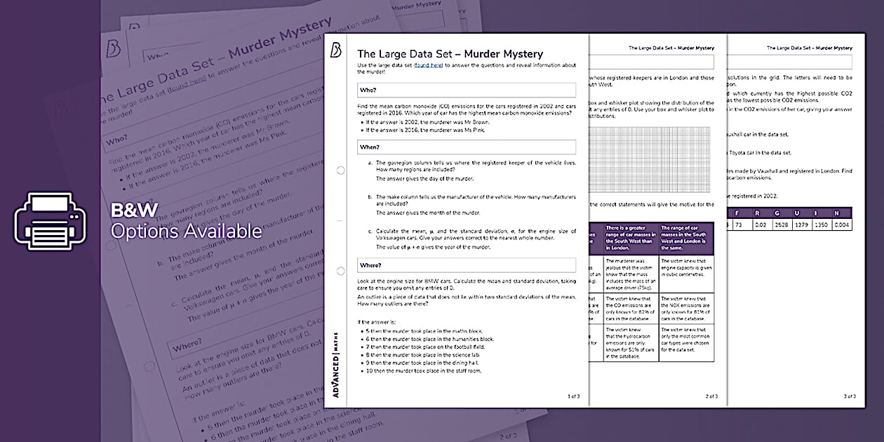 👉 The Large Data Set: A Level Maths Activity (AQA) | Beyond