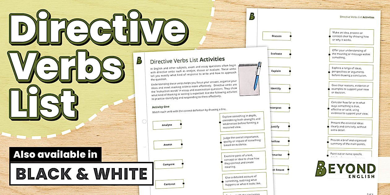 Directive Verbs List Activities