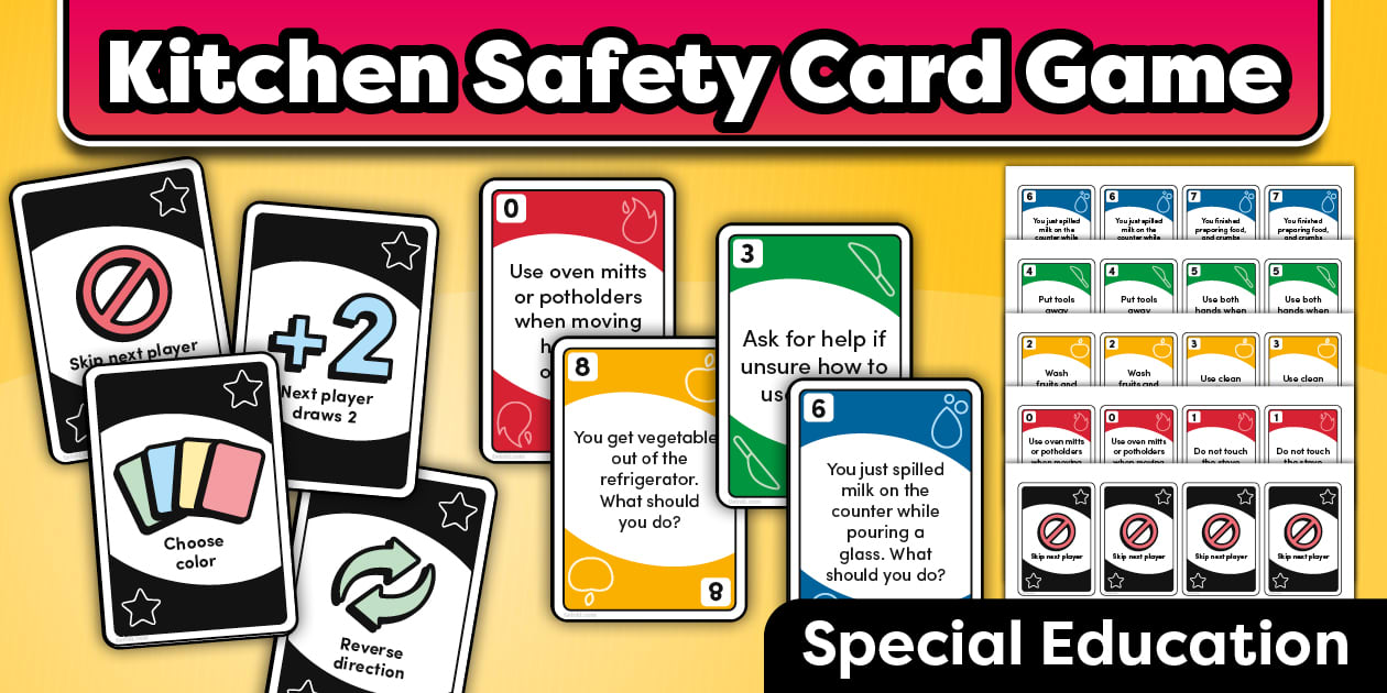 Kitchen Safety Life Skills Card Game for Special Education