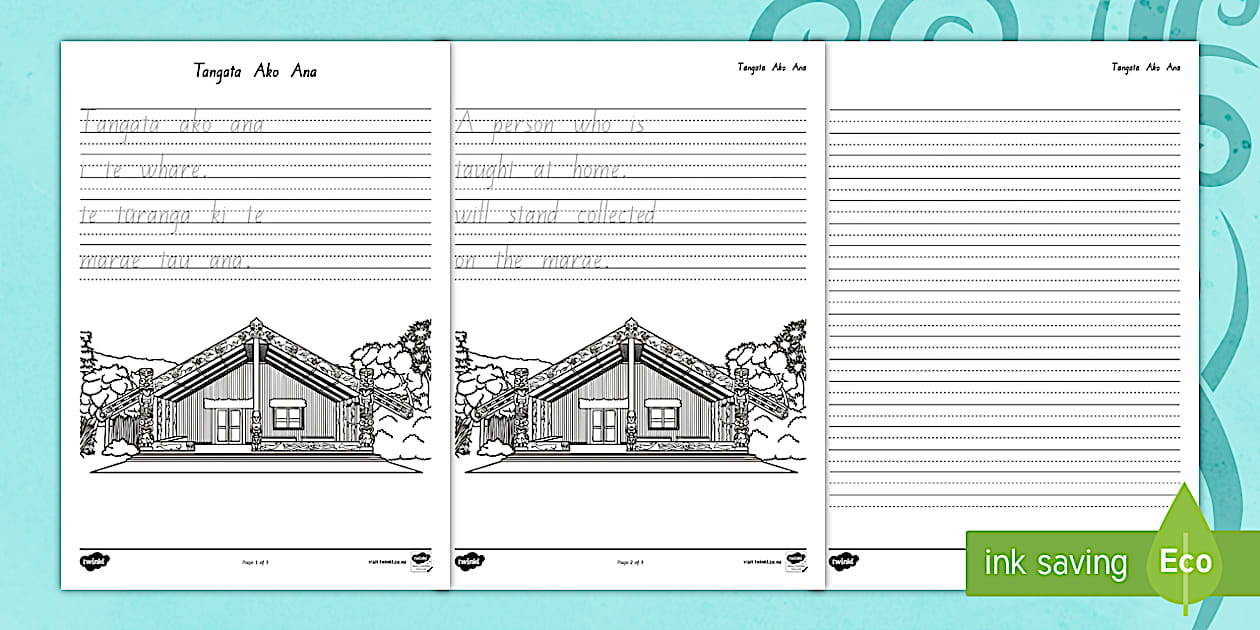 Cursive Tangata Ako Ana Handwriting Worksheet (teacher made)