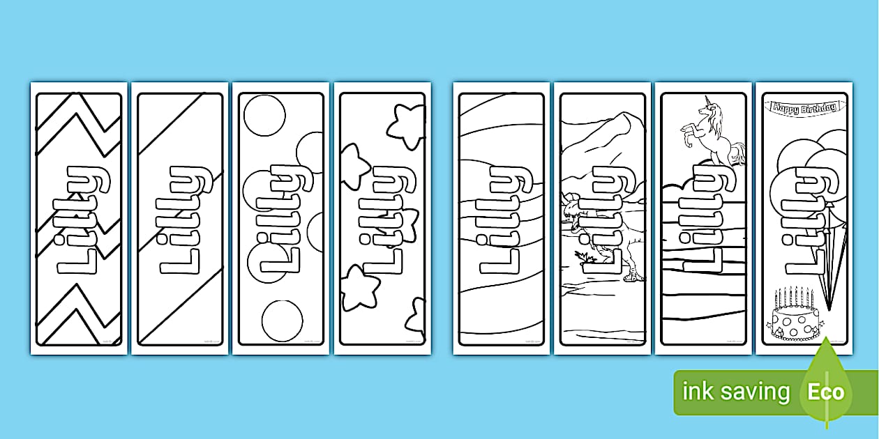 Lilly Name Simple Colouring Bookmarks | Twinkl | Stationery