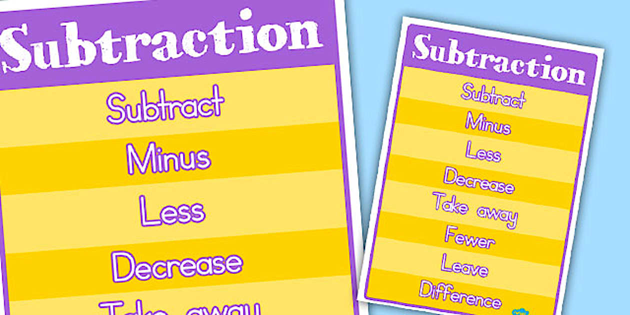 Subtraction Vocabulary Poster (teacher made) - Twinkl