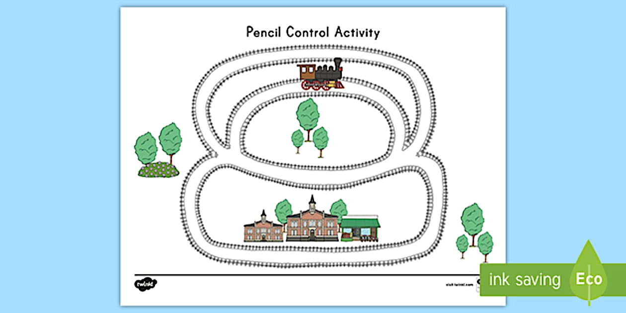Train Track Pencil Control Worksheet (teacher made) - Twinkl