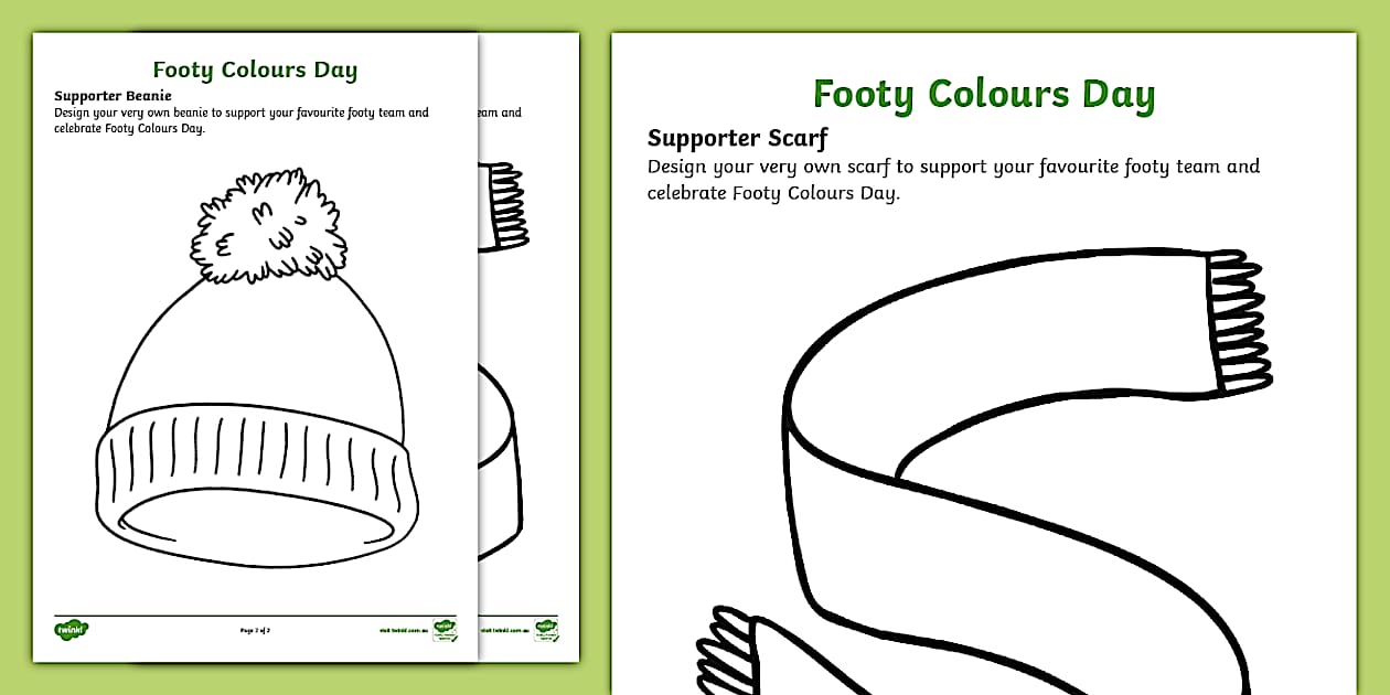 Footy Colours Day Supporter Scarf and Beanie (teacher made)