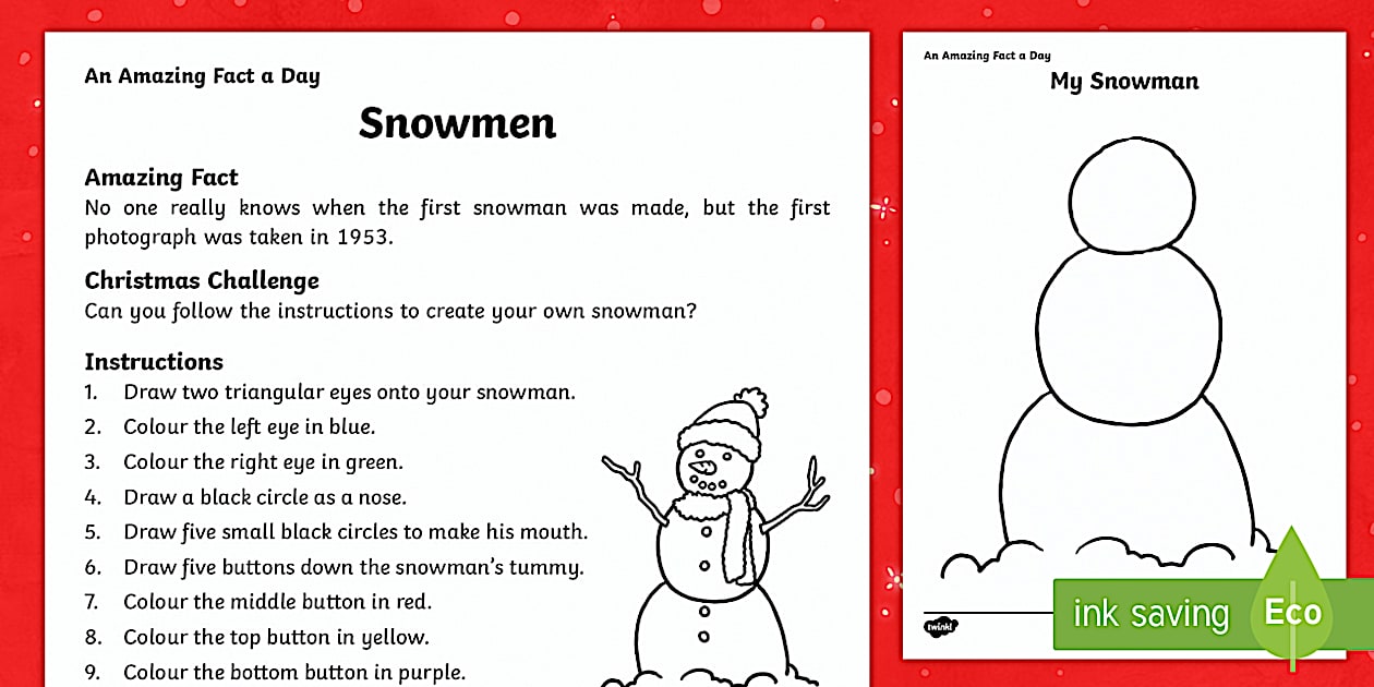 Editable Snowman Instructions Worksheets (teacher made)