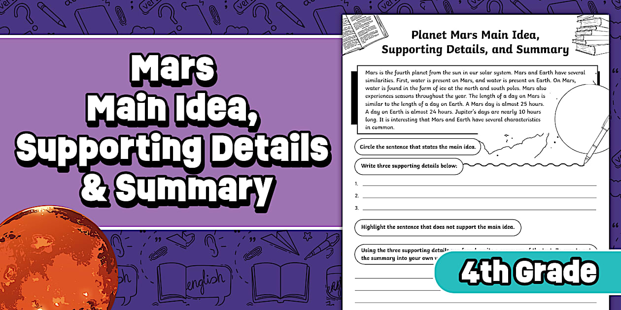 Mars Main Idea Worksheet