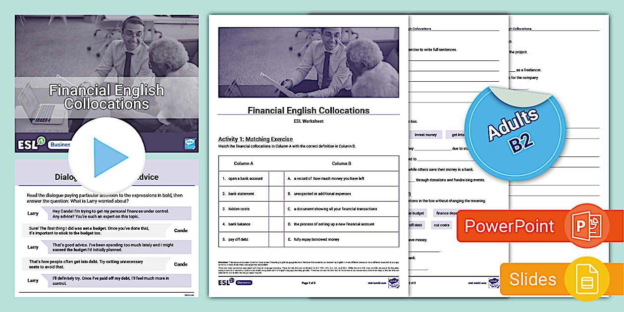 ESL Financial English Collocations Lesson [Adults, B2]
