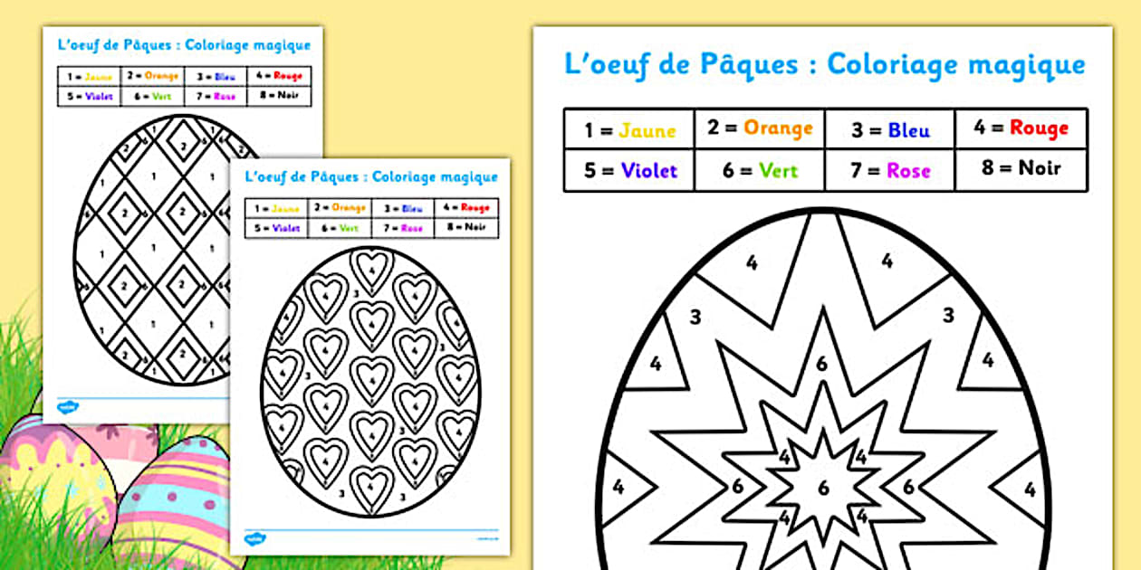 L'oeuf de Pâques : Coloriages magiques (teacher made)