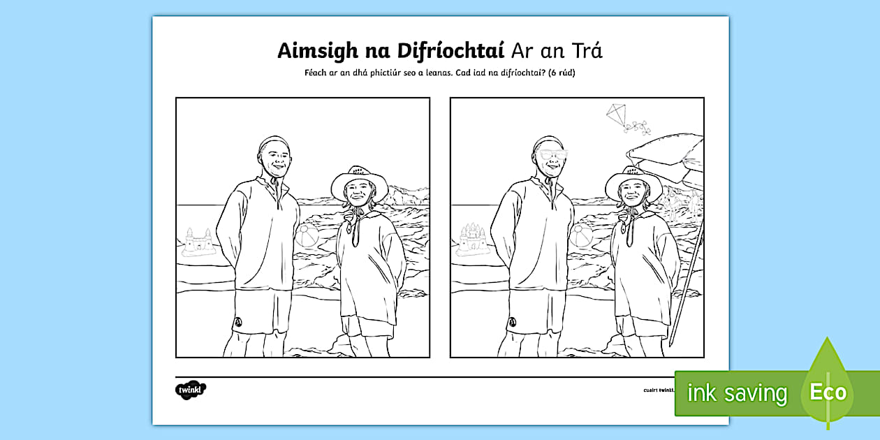 Ar an Trá, Aimsigh na Difríochtaí Worksheet / Worksheet