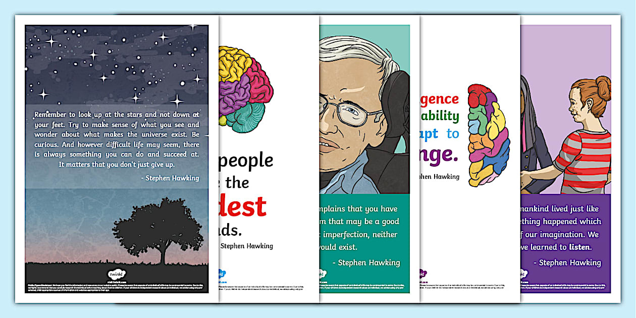 KS2 Stephen Hawking Classroom Quotes Display Posters