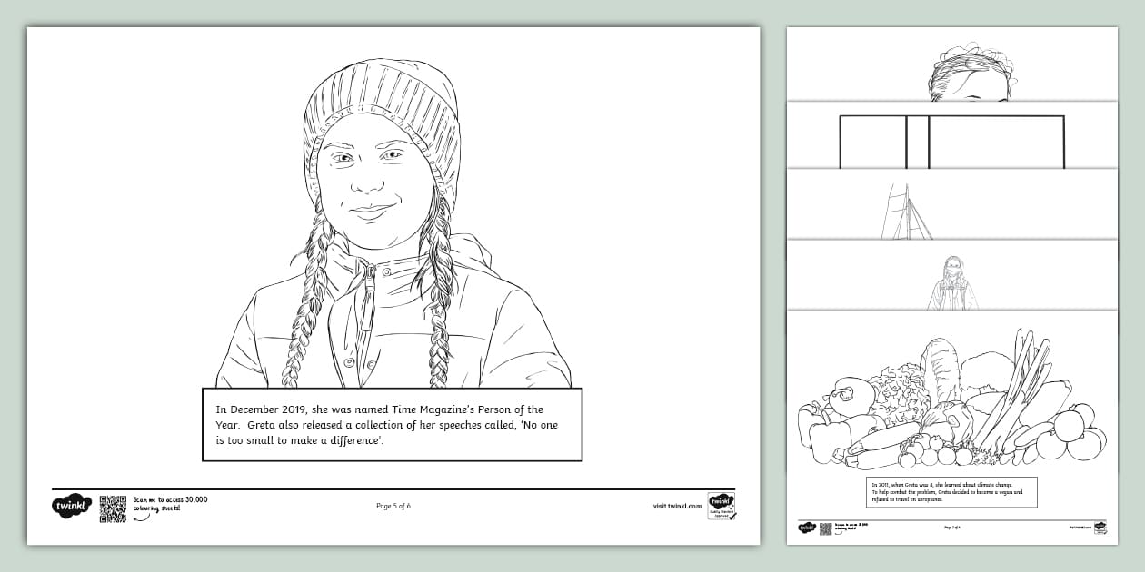 Editable Greta Thunberg Timeline Colouring Display Posters