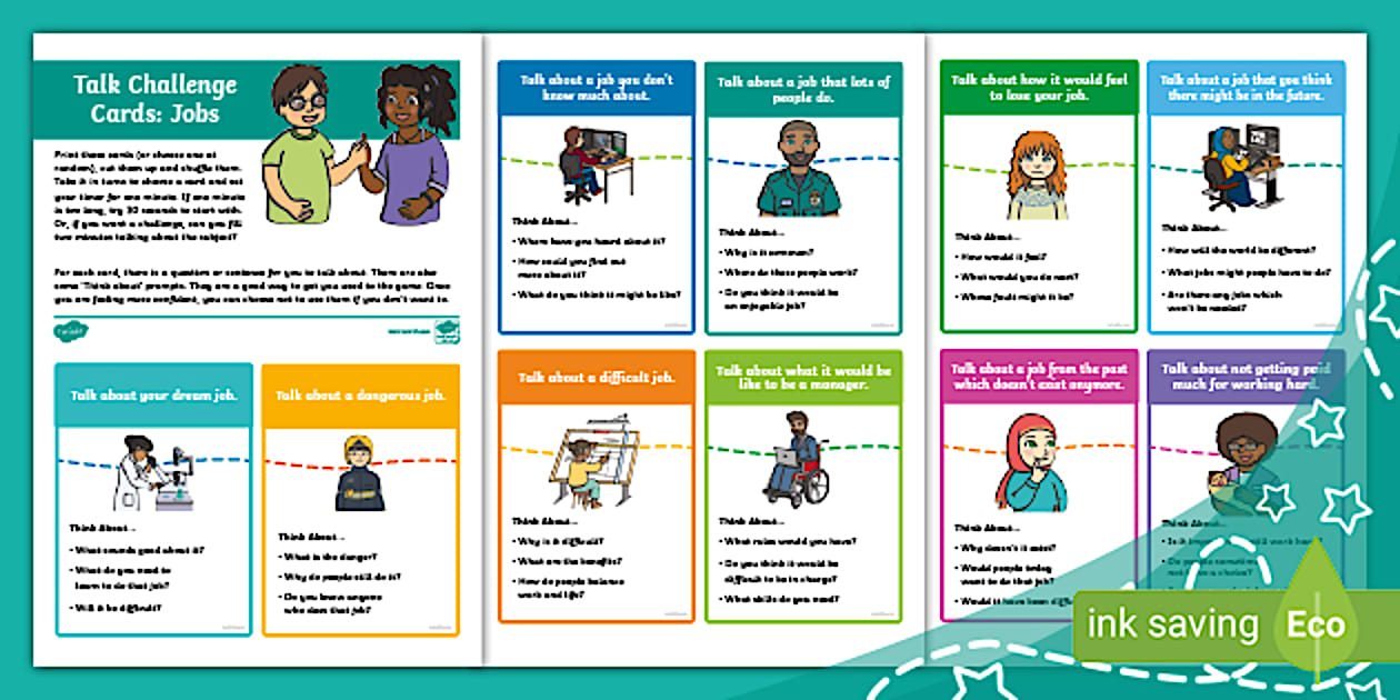 Talk Challenge Cards: Jobs (teacher made) - Twinkl