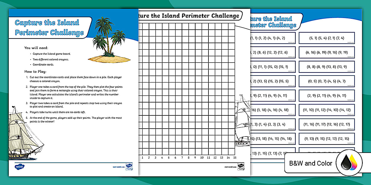 Capture the Island Perimeter Game Worksheet (Teacher-Made)