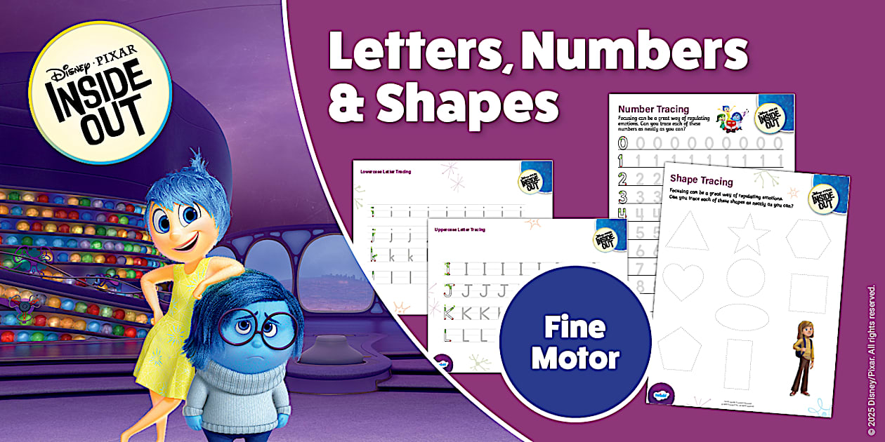 Inside Out: Letters, Numbers, and Shapes Tracing Worksheets