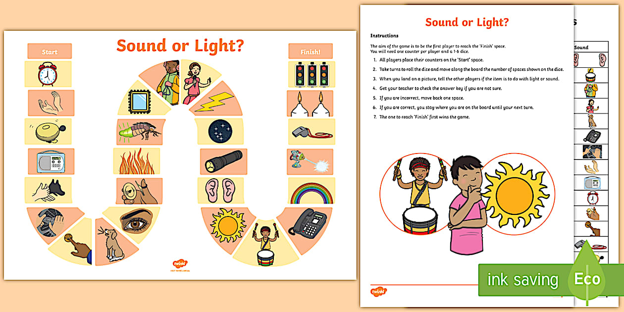 Sound or Light Board Game - Science Understanding - F-2