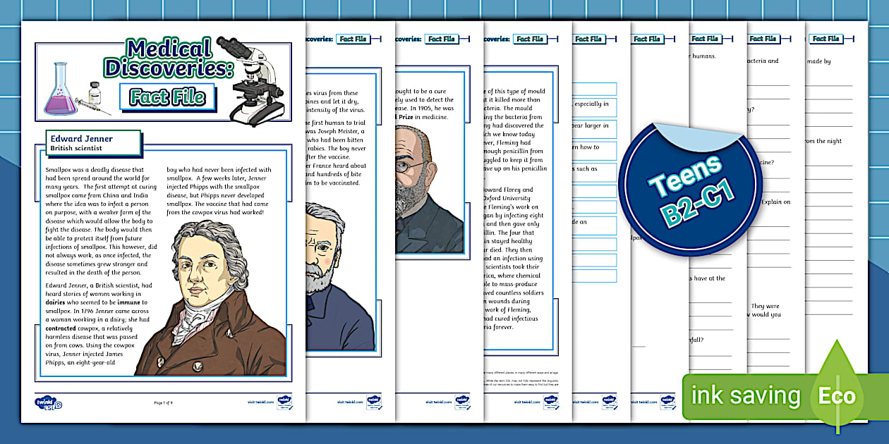 ESL Medical Discoveries: Fact File Reading Comprehension [Teens B2-C1]