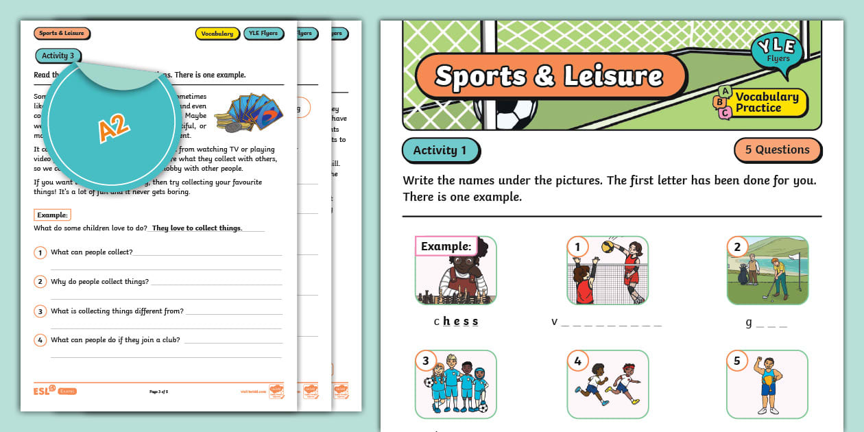 YLE Flyers - Vocabulary Activity Sheet - Sports and Leisure