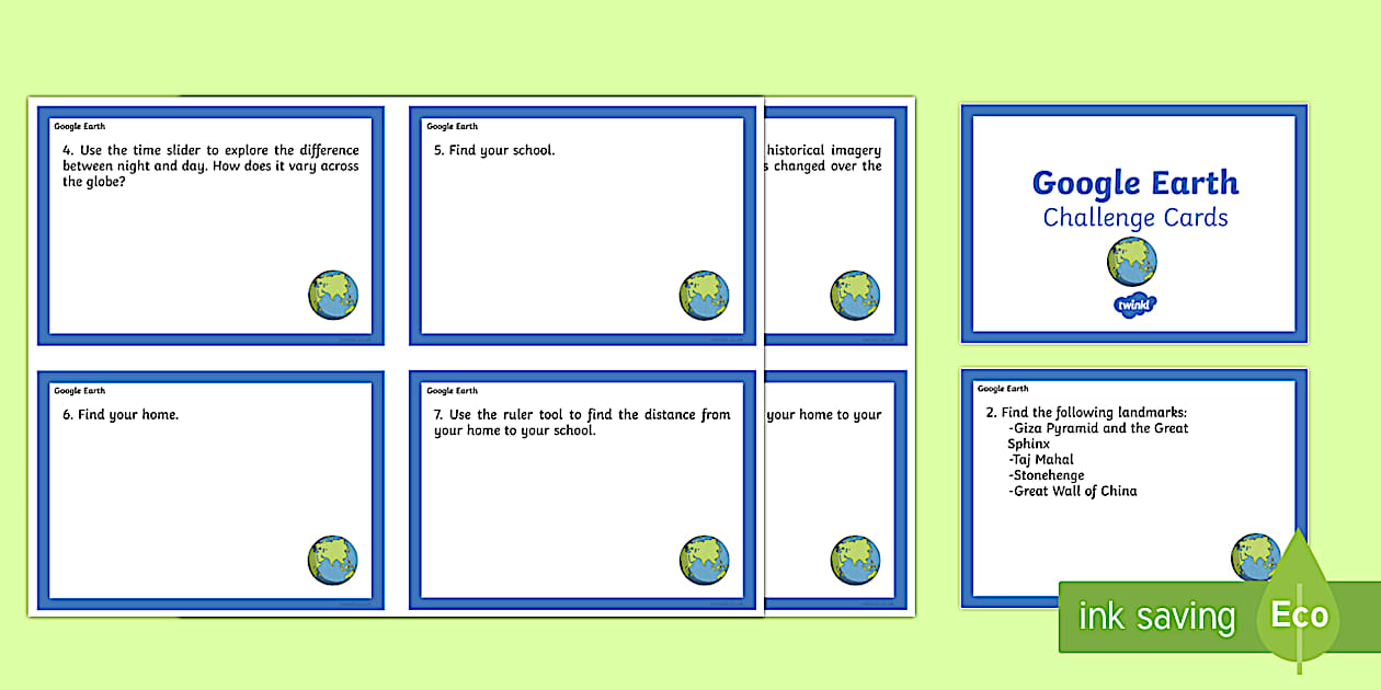 Editable Google Earth Challenge Cards (professor feito)