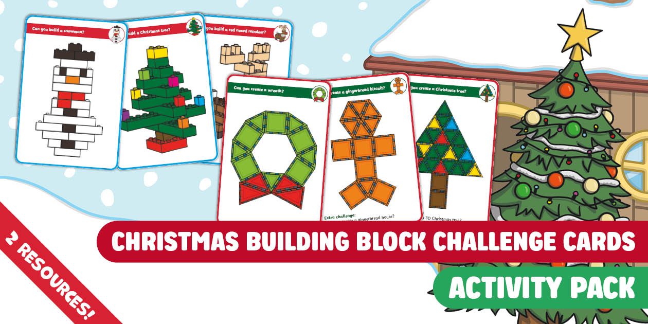 Christmas Building Block Challenge Cards Activity Pack