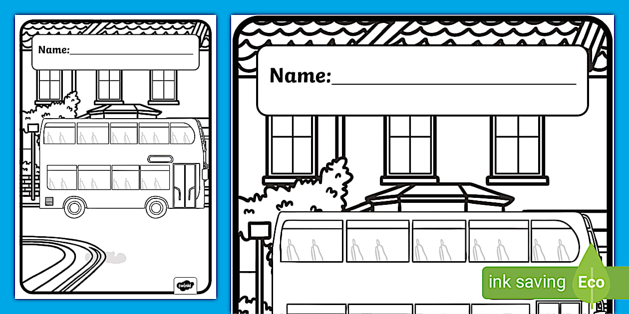 Bus Colouring Book Cover| Twinkl Book Cover| Teacher Created