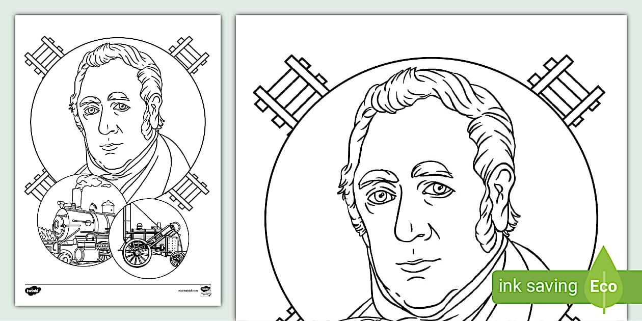 George Stephenson Colouring Page (teacher made) - Twinkl