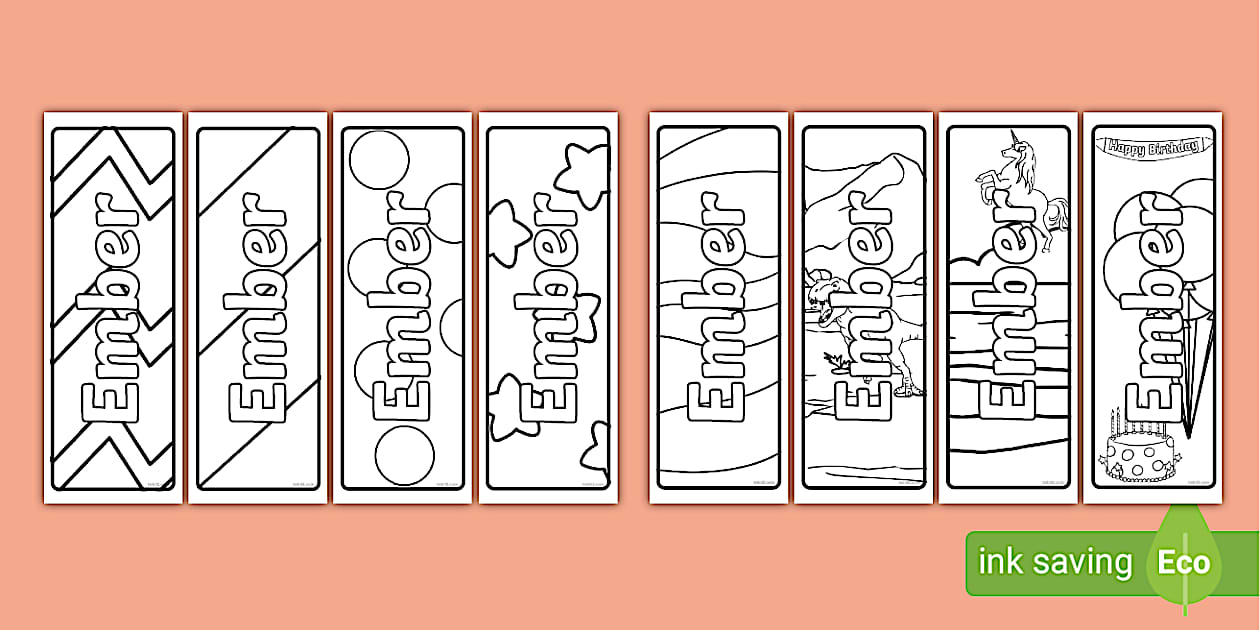 Ember Name Simple Colouring Bookmarks - Twinkl