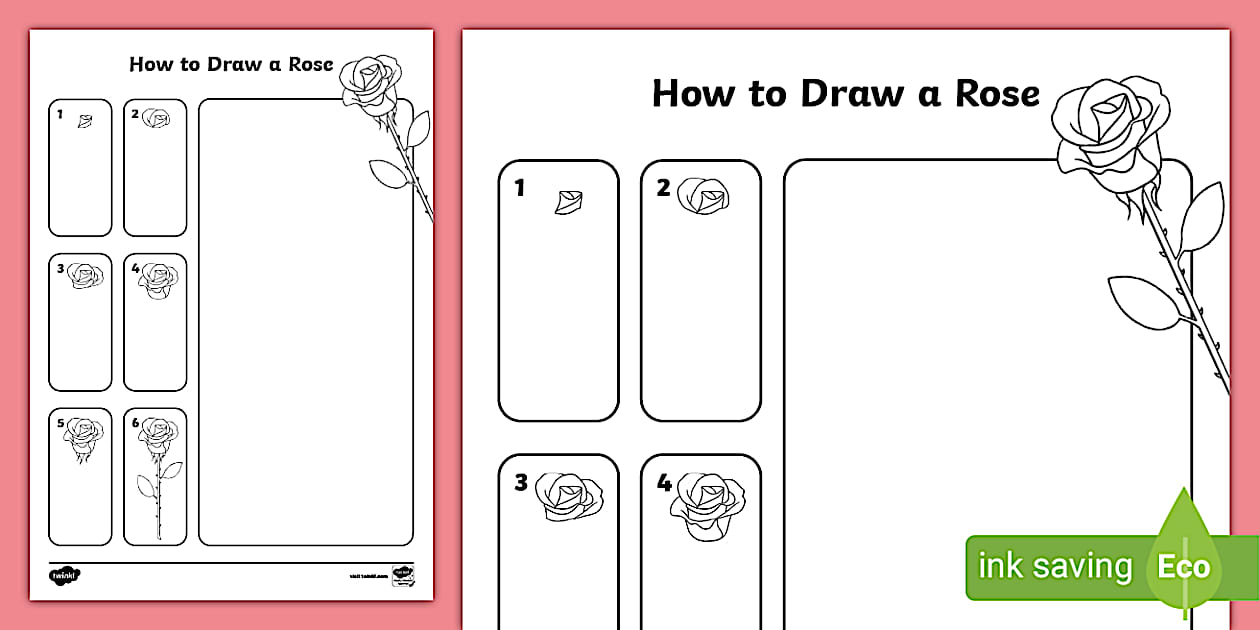 Rose Drawing Outline | How to Draw a Rose Step by Step Easy