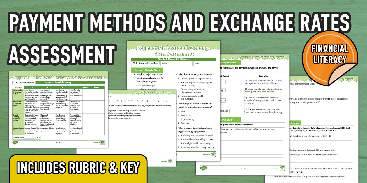 Grade 8 Finance Quiz - Payment Methods and Exchange Rates