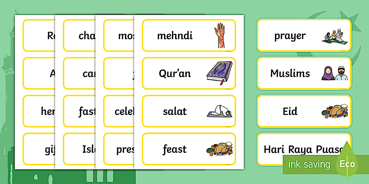 Hari Raya Aidilfitri Word Cards (teacher made) - Twinkl