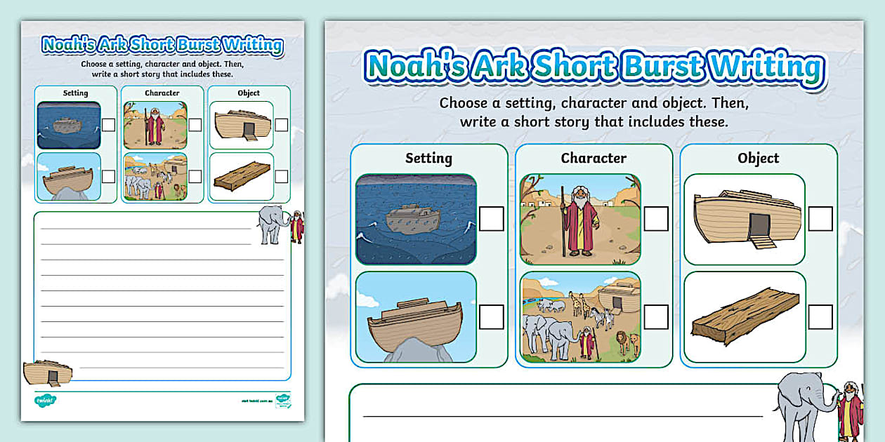 Noah's Ark Short Burst Writing Template (teacher made)