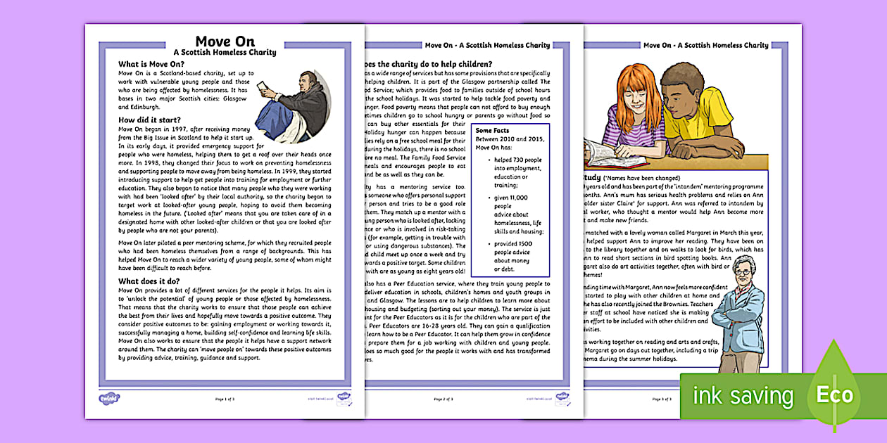 Move On: A Scottish Homeless Charity Fact File - Twinkl
