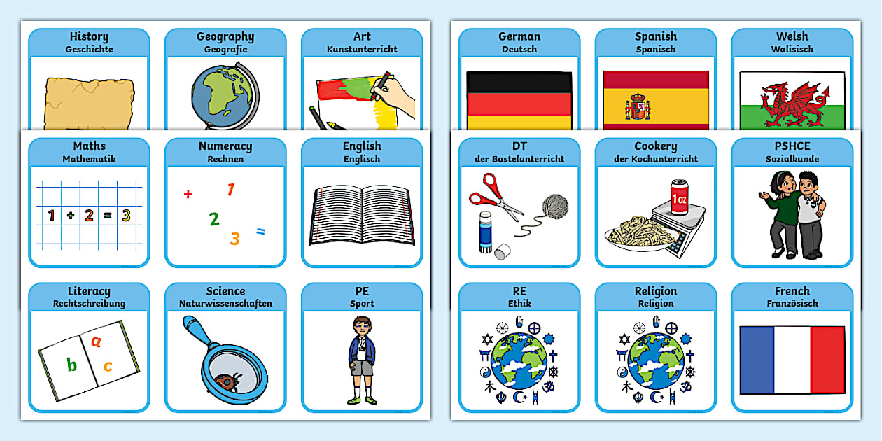 SEN Visual Timetable for School English/German - SEN Visual Timetable for