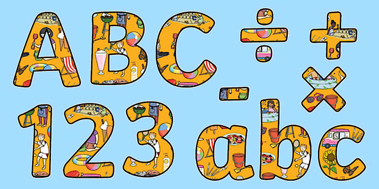 Summer Themed Display Letters and Numbers Pack - Twinkl