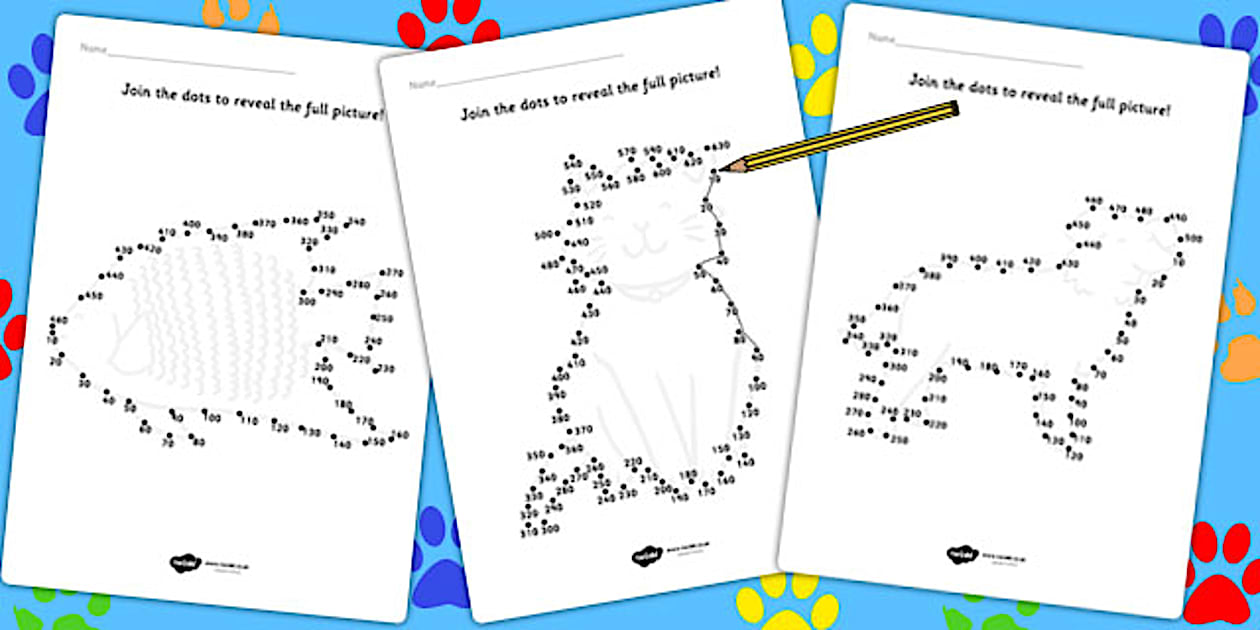 Counting in 10s Dot to Dot Sheets Animals | Primary - Twinkl