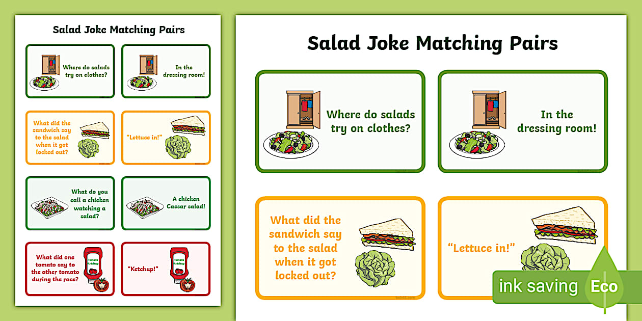 Salad Joke Matching Pairs (l'enseignant a fait) - Twinkl