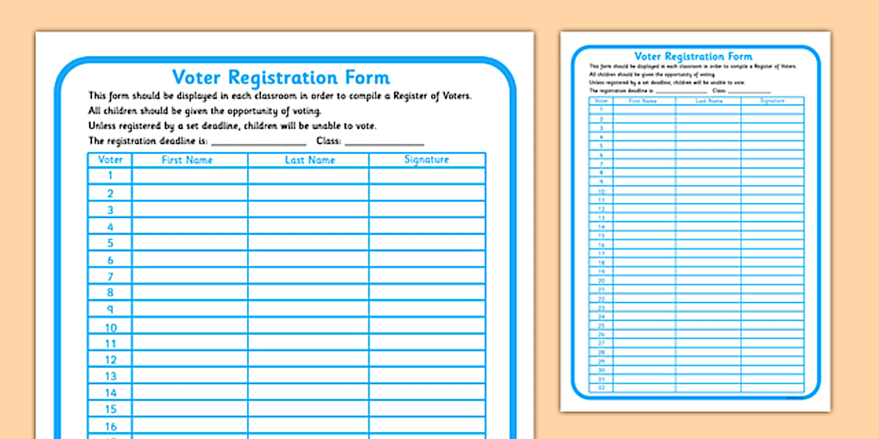 School Council Election Voters Registration Form - Twinkl