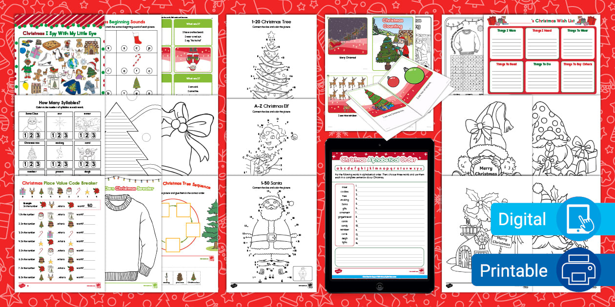 Christmas Activity Pack for K-2nd Grade - Twinkl