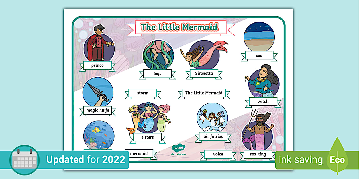 The Little Mermaid Word Mat (teacher made) - Twinkl