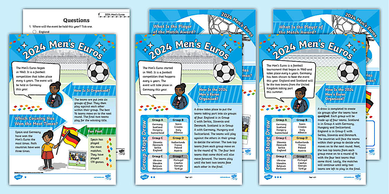 KS1 The 2024 Men's Euros Reading Comprehension Activity