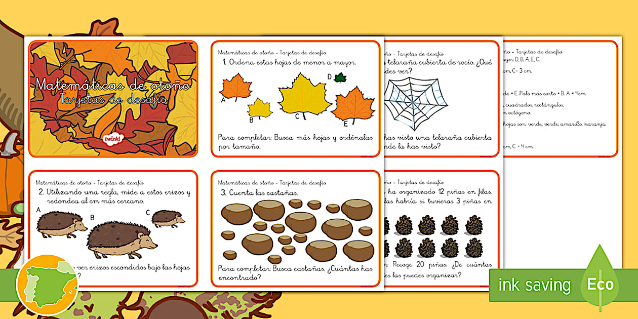Tarjetas de desafío: Matemáticas de otoño (teacher made)