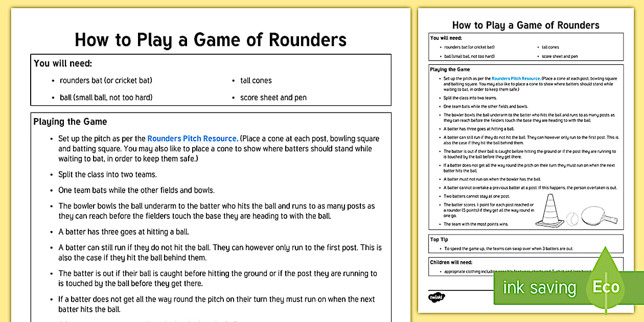 How to Play Rounders Adult Guidance (teacher made) - Twinkl