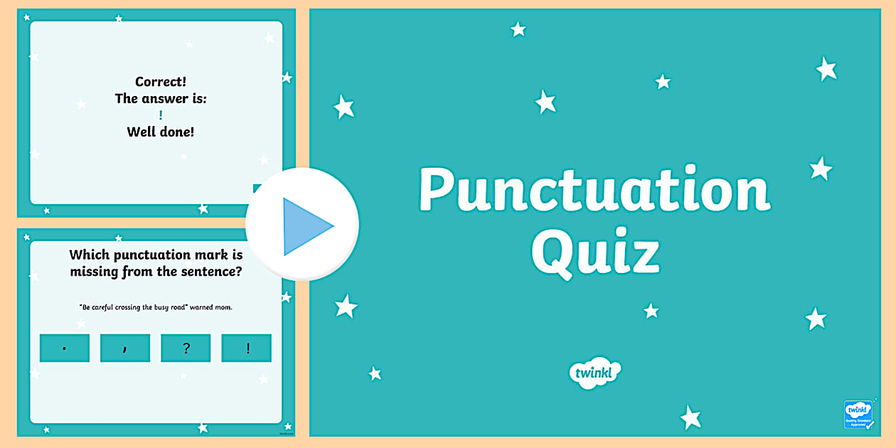 Punctuation Quiz PowerPoint for K-2nd Grade (teacher made)