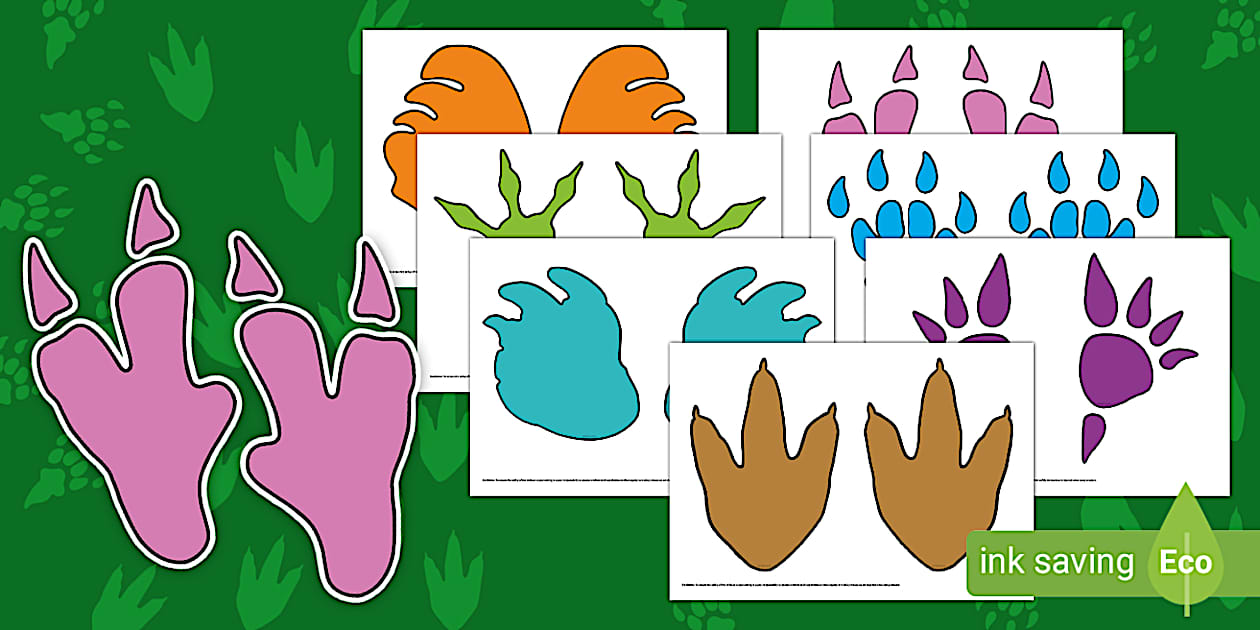 Dinosaur Footprints Display Cut-Outs (Teacher-Made) - Twinkl