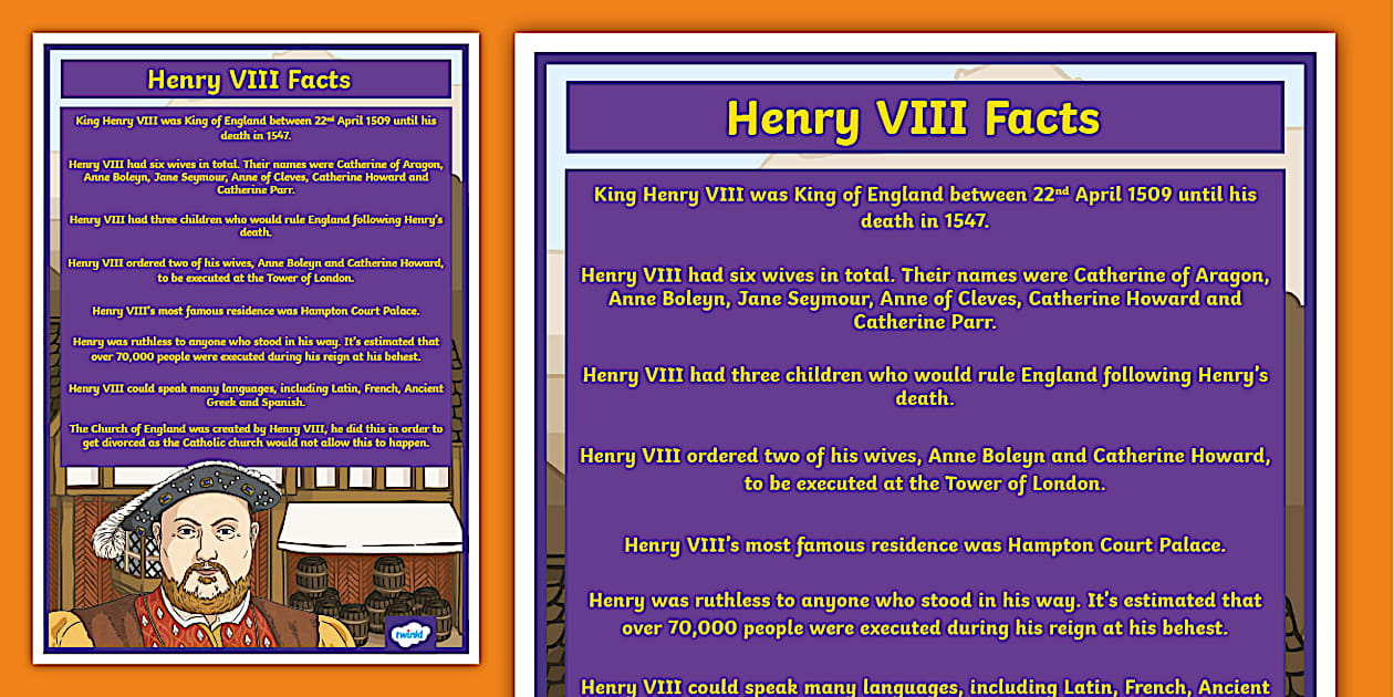 Henry VIII Facts Display Poster