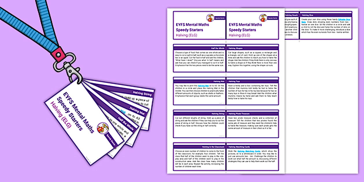 Lanyard-Sized EYFS Maths Speedy Starters: Halving (ELG)