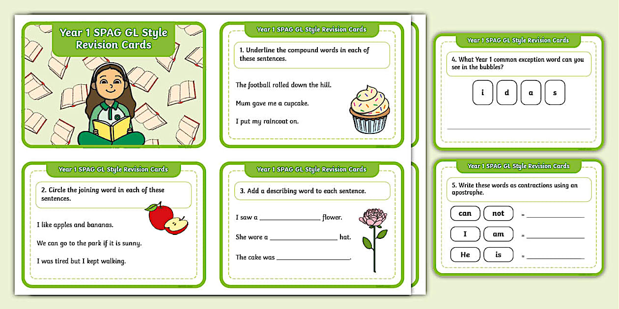 Year 1 SPAG GL Style Revision Cards (teacher made) - Twinkl